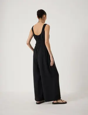 HUSH Wrenna Gathered Straps Wide Leg Jumpsuit