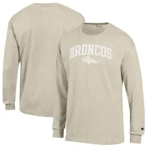 Champion Heather Denver Broncos White Ink Jersey Long Sleeve T-shirt - Oatmeal