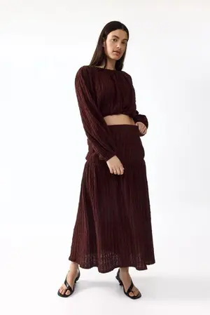 H&m Mama Textured Jersey Midi Skirt
