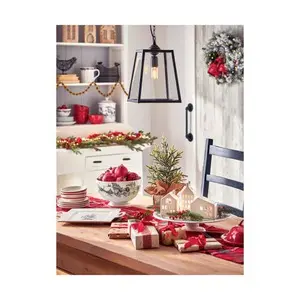 TAG Farmhouse Christmas Cookie Jar With Lid Earthenware