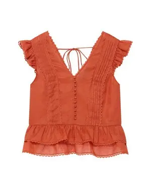 Mint Velvet Ramie Ruffle Peplum Blouse
