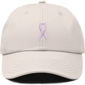 DALIX Pink Ribbon Dad Cap Beige