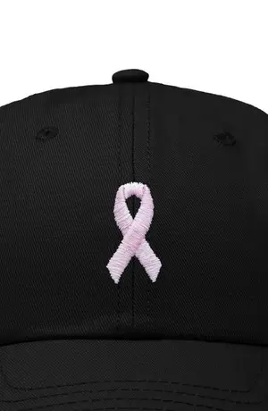 DALIX Pink Ribbon Dad Cap - Black