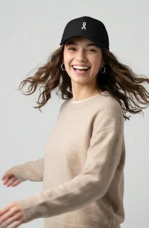 DALIX Pink Ribbon Dad Cap - Black