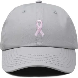 DALIX Pink Ribbon Dad Cap Gray