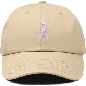 DALIX Pink Ribbon Dad Cap Khaki