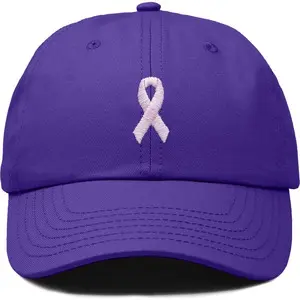 DALIX Pink Ribbon Dad Cap Purple