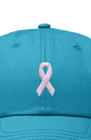 DALIX Pink Ribbon Baseball Cap - Teal