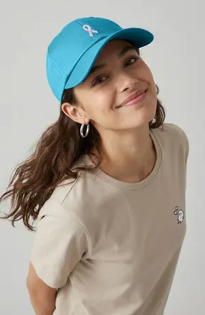 DALIX Pink Ribbon Baseball Cap - Teal