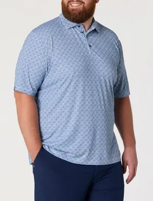 CALLAWAY Big & Tall Foulard Print Golf Polo Shirt - Peacoat