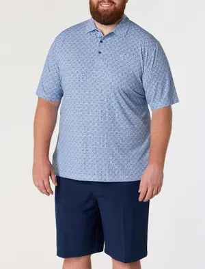 CALLAWAY Big & Tall Foulard Print Golf Polo Shirt - Peacoat