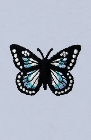 DALIX Relaxed Fleece Track Pants With Embroidered Butterfly Detail - Powder