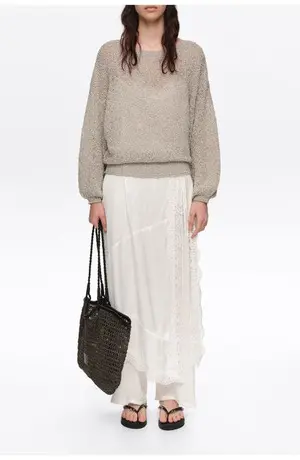 Bimba Y Lola Metallic Batwing Sweater - Silver