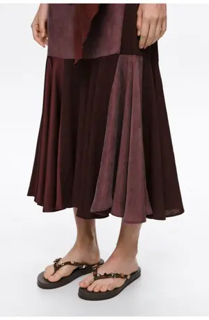 Bimba Y Lola Fluid Patchwork Midi Skirt