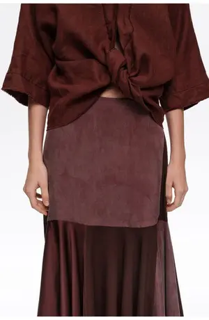 Bimba Y Lola Fluid Patchwork Midi Skirt