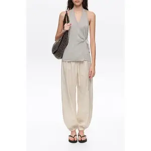 Bimba Y Lola Metallic Wrap Knit Top - Silver