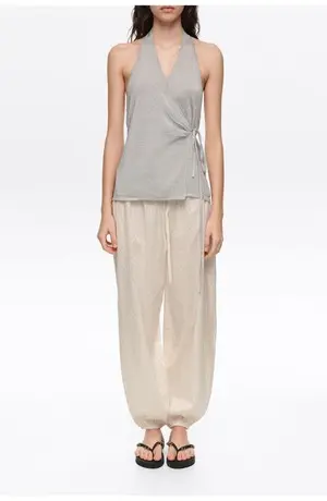 Bimba Y Lola Metallic Wrap Knit Top