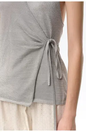 Bimba Y Lola Metallic Wrap Knit Top