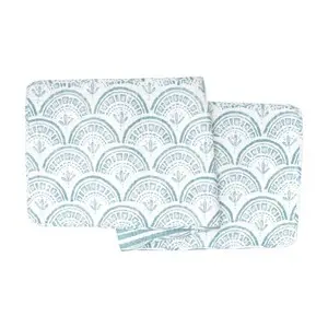 Carol & Frank Halsey Scallop Table Runner 14" X 51 - Blue