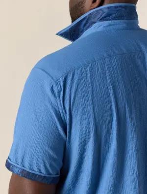 ROBERT GRAHAM BY DXL Big & Tall Thresher Seersucker Sport Shirt - Blue