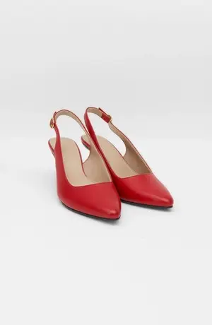 STIVALI NEW YORK STIVALI NEW YORK Leather Slingback Kitten Heel Red