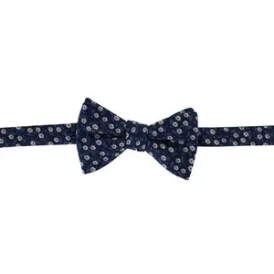 ASCENTIX Metallic Floral And Leaves Bow Tie - Navy