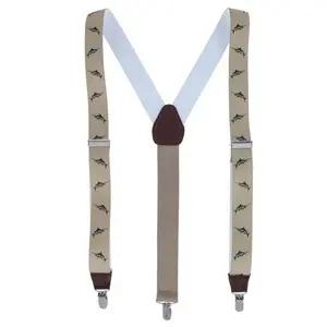 ASCENTIX Marlin Fish Print Clip-end Suspenders - Tan