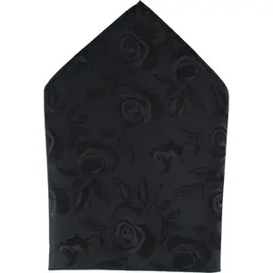 ASCENTIX Rose Print Tone On Tone Pocket Square - Black