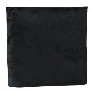 ASCENTIX Rose Print Tone On Tone Pocket Square - Black