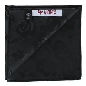 ASCENTIX Rose Print Tone On Tone Pocket Square - Black
