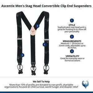 ASCENTIX Stag Head Clip-end Suspenders