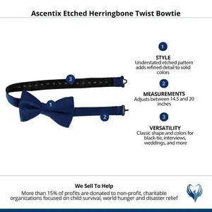 ASCENTIX Etched Herringbone Twist Bow Tie - Navy