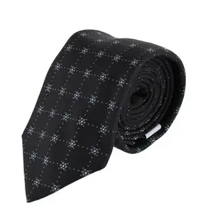ASCENTIX Printed Floral And Dot Square Necktie - Black