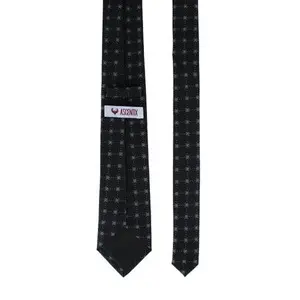 ASCENTIX Printed Floral And Dot Square Necktie - Black