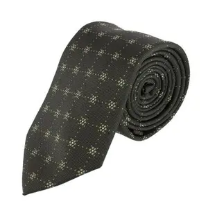 ASCENTIX Printed Floral And Dot Square Necktie - Grey