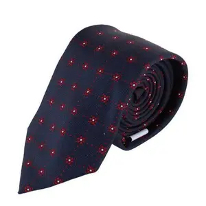ASCENTIX Printed Floral And Dot Square Necktie - Navy