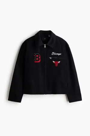 H&m Cotton Workwear Jacket - Black/nba