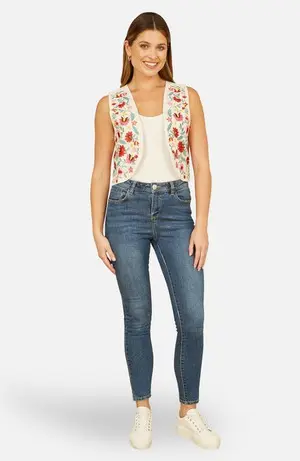 YUMI Folk Embroidered Cotton Waist Coat
