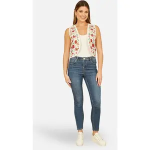 YUMI Folk Embroidered Cotton Waist Coat - Multi
