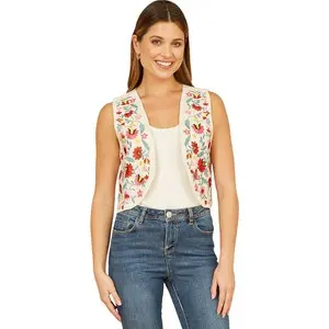 YUMI Embroidered Cotton Waistcoat - Multi