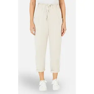 YUMI Relaxed Stretch Cotton Trousers With Tie Waist