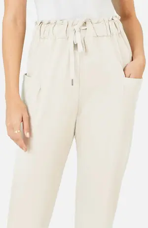 YUMI Relaxed Stretch Cotton Trousers With Tie Waist