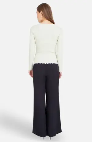 YUMI Metallic Thread Rib Wrap Knitted Top