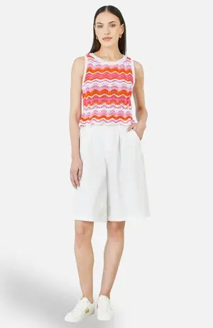 YUMI Stripe Crochet Stripe Vest Top