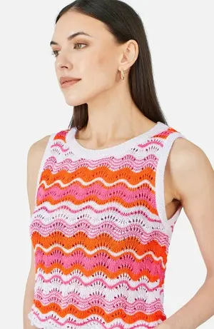 YUMI Stripe Crochet Stripe Vest Top