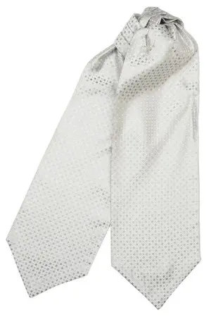 ELIZABETTA Valentino Silk Ascot Cravat Tie - Silver