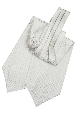ELIZABETTA Valentino Silk Ascot Cravat Tie - Silver