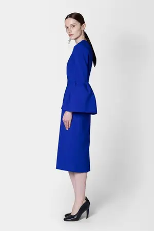 ROKSANDA Margot Round Neck Bell Sleeve Midi Dress - Iris