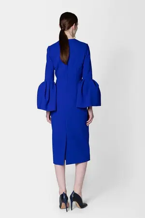 ROKSANDA Margot Round Neck Bell Sleeve Midi Dress - Iris