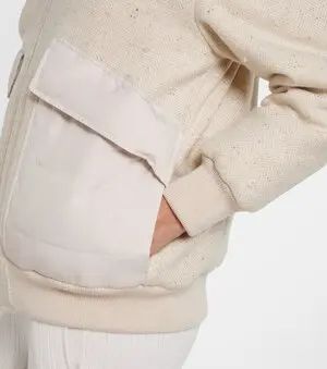 Eleventy Herringbone Wool-blend Down Bomber Jacket - Beige